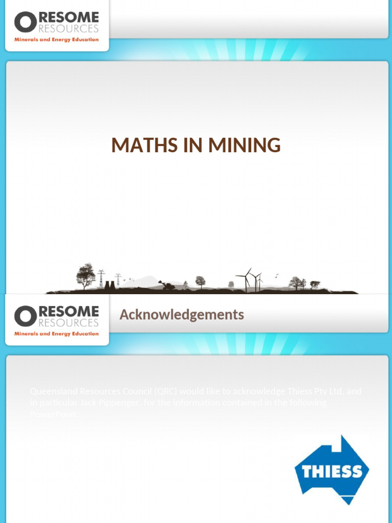 PowerPoint Maths in Mining 1 | PDF | Mathematics | Mining