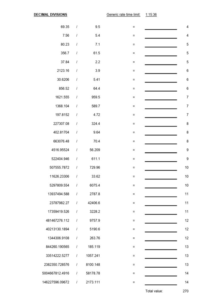 Decimal Division Surprise Task - 13 Sep 2024 | PDF