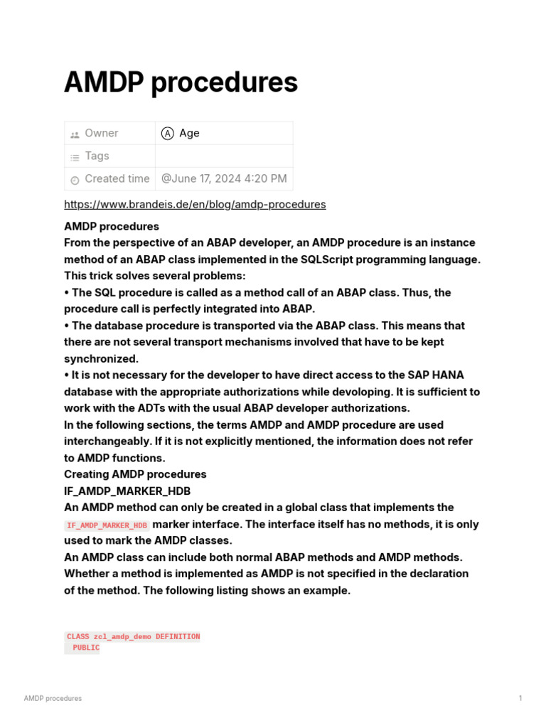 AMDP Procedures | PDF | Method (Computer Programming) | Computers