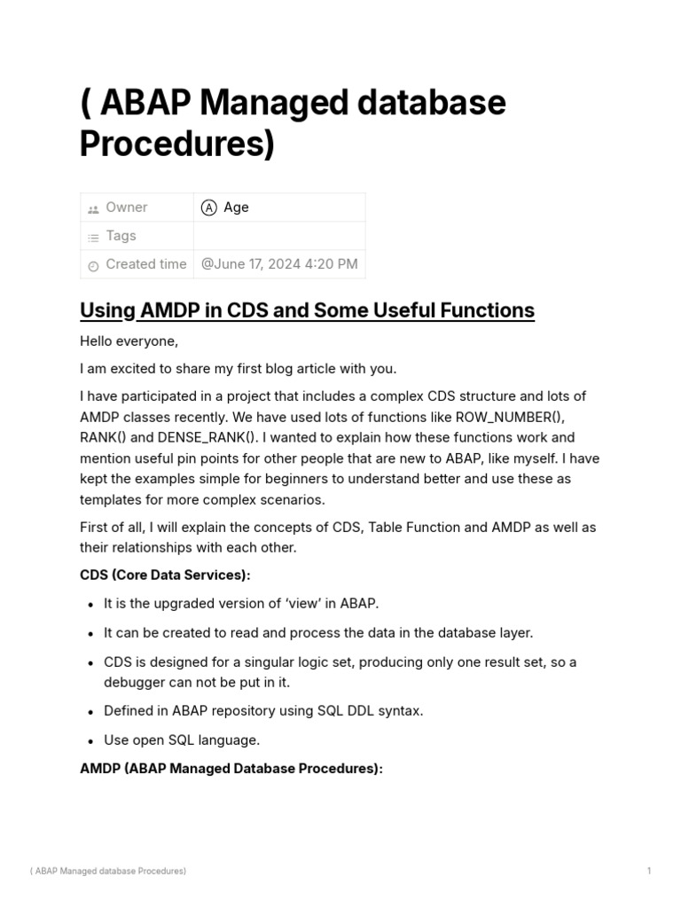 Understanding ABAP Managed Database Procedures | PDF | Databases | Software