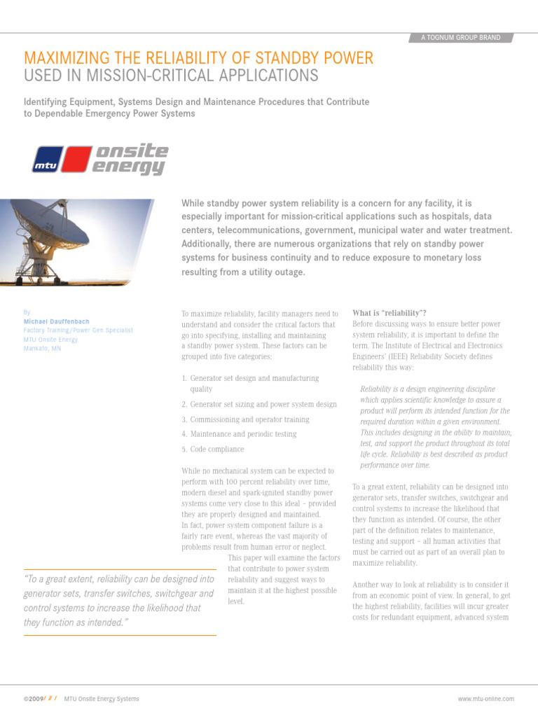 Genset Reliability | PDF