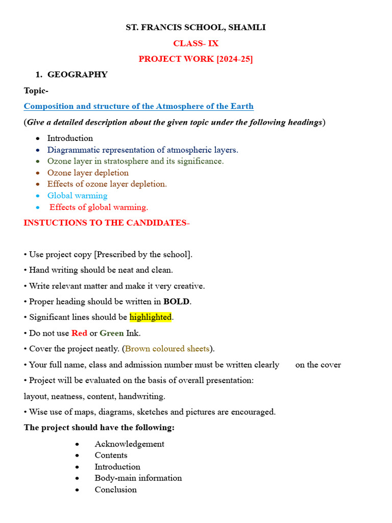 Class 9 Project Topics | PDF