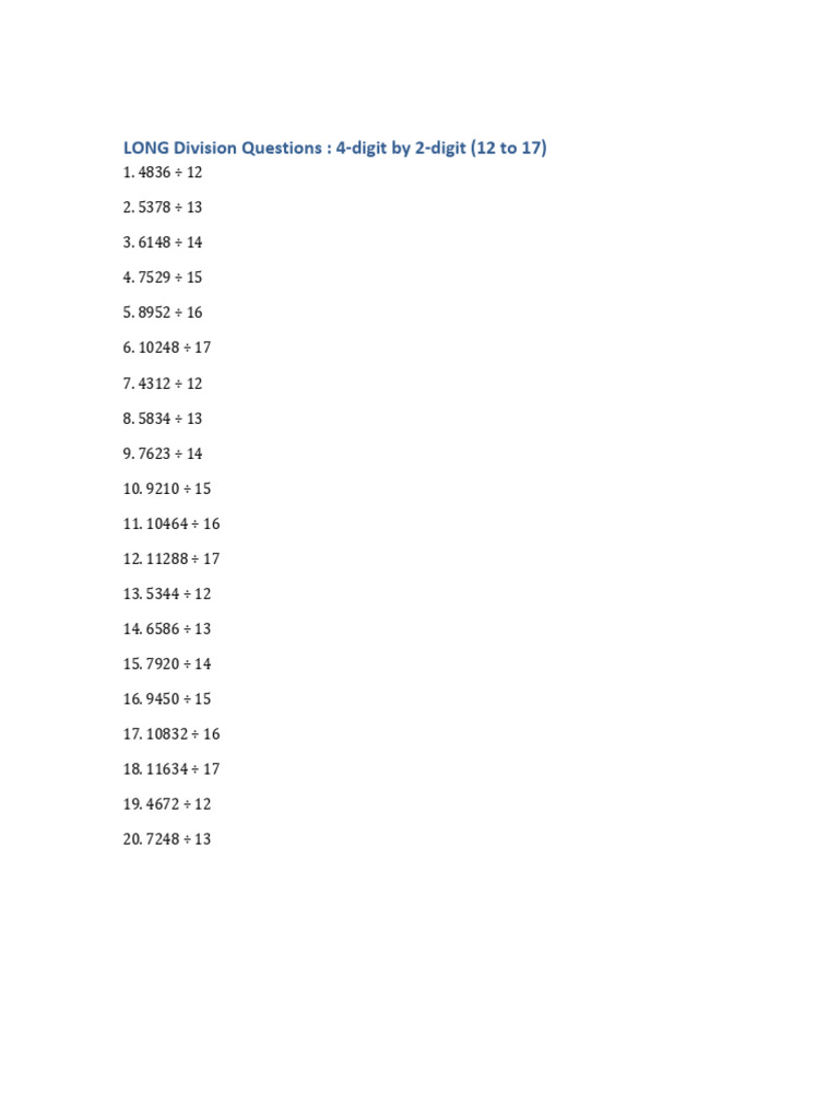 Division Questions | PDF