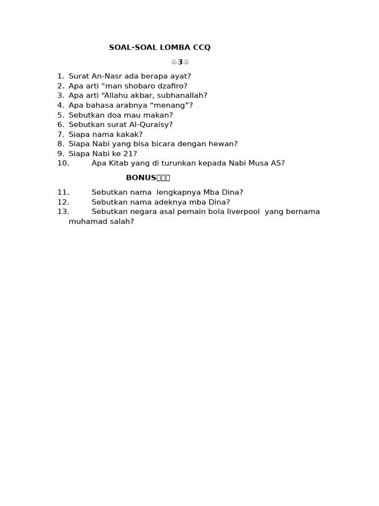 Soal CCQ 3 | PDF