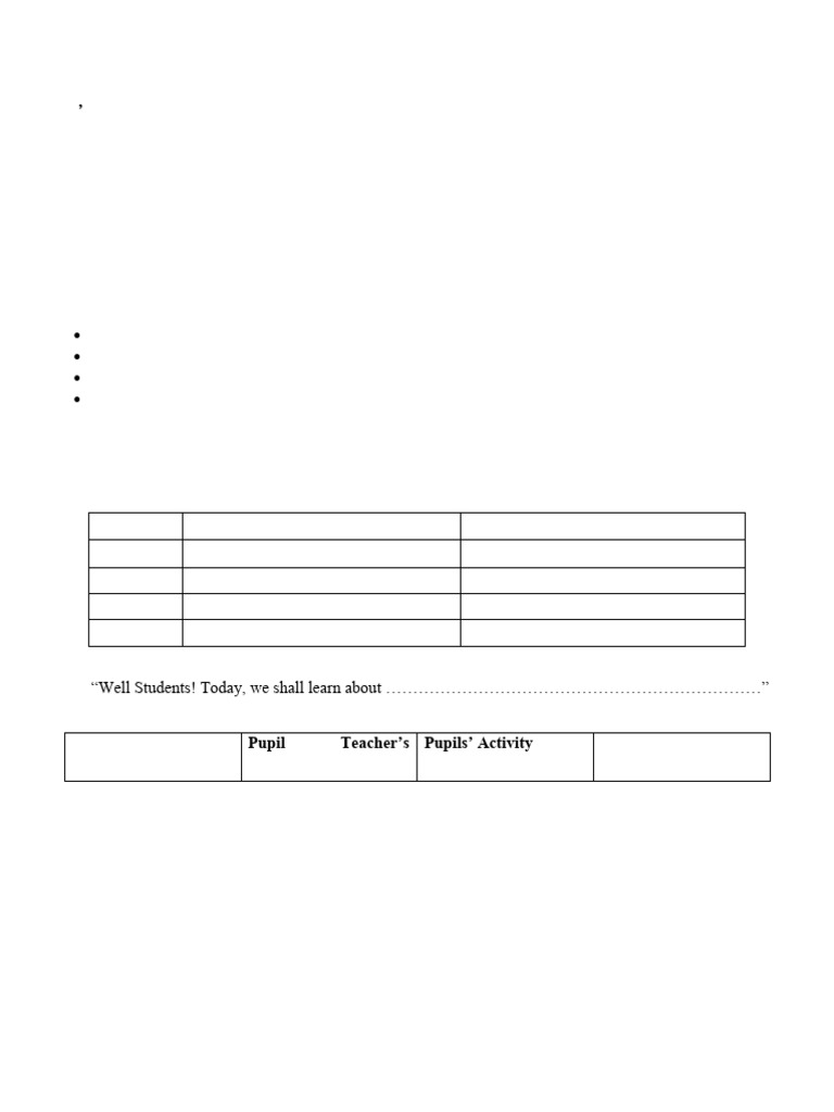 Blank printable lesson plans form