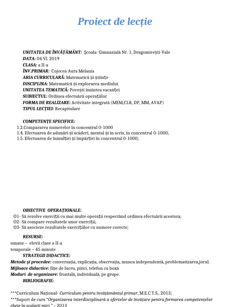 Proiect Matematica Inspectie Titularizare | PDF