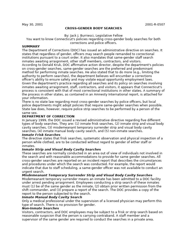 Conducting The Body Searches | PDF