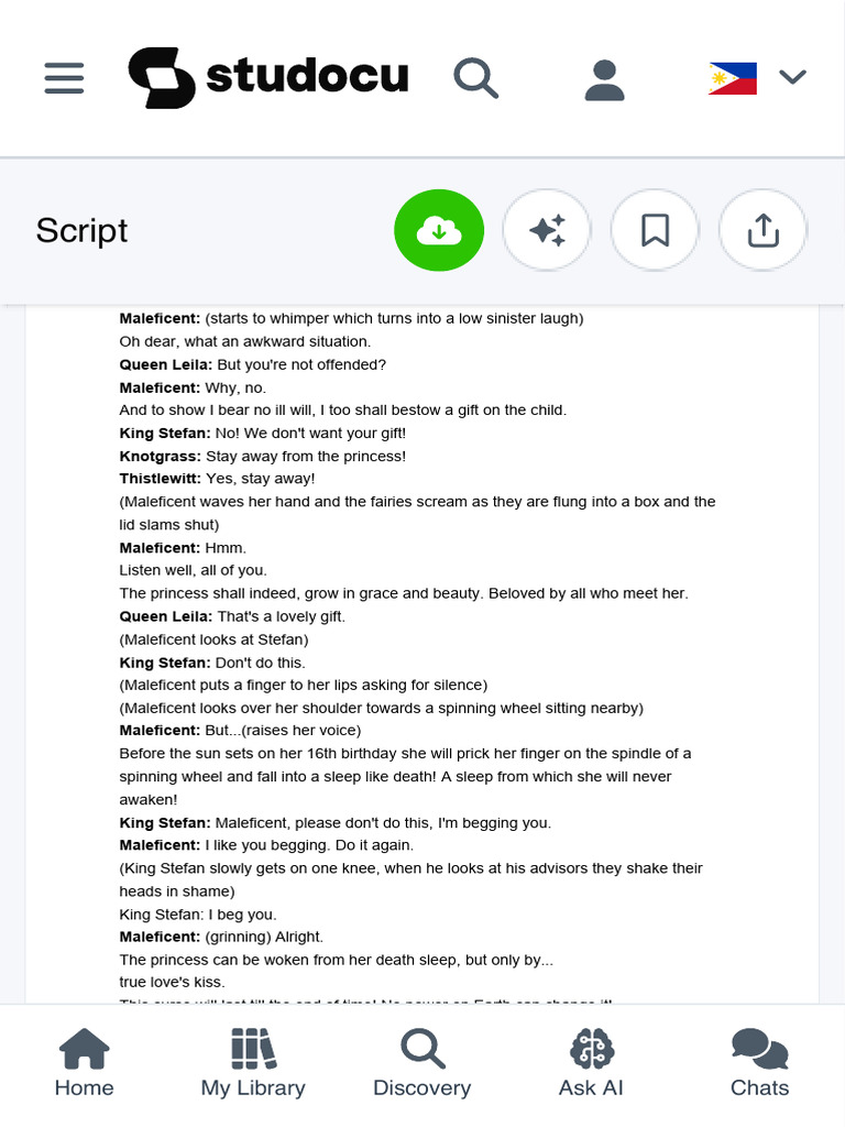 Script - Maleficent (Curse Scene) (She Begins To Make Her Way Towards Stefan) Maleficent Well ...