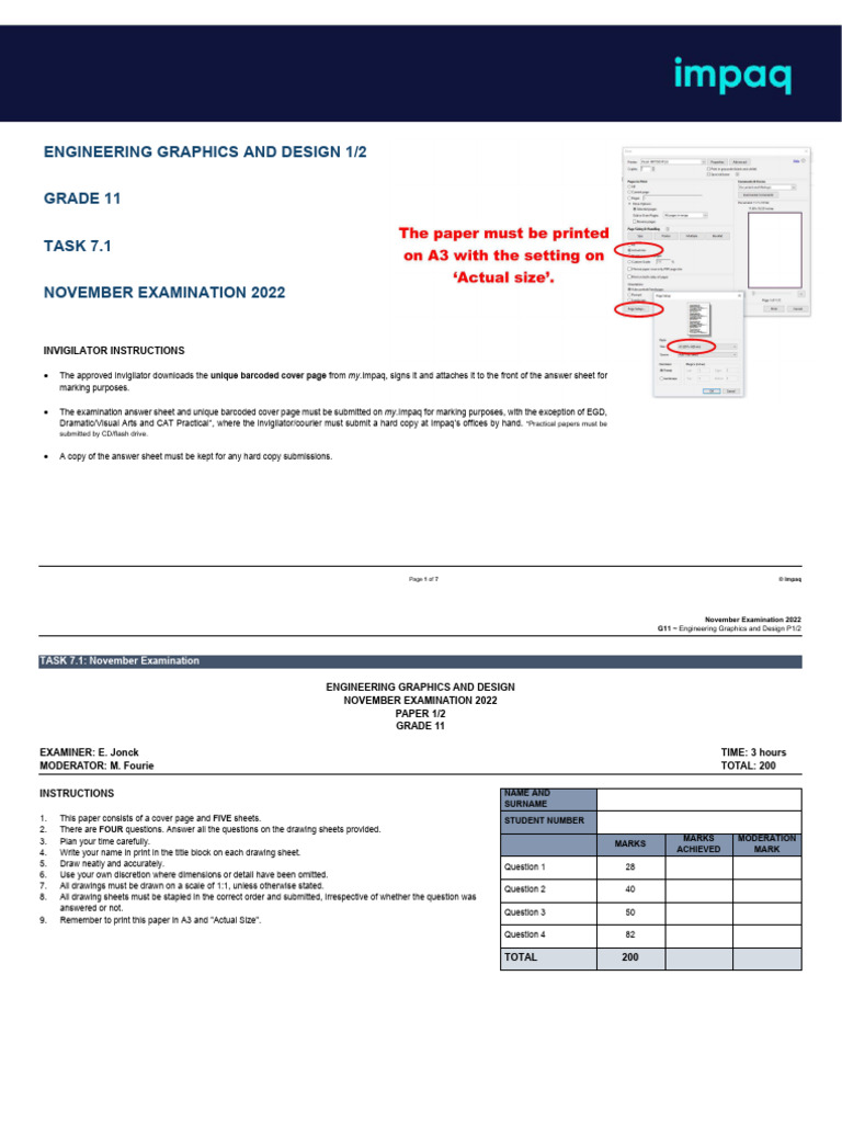 EGD Grade 11 November 2022 Paper 1 | PDF | Drawing