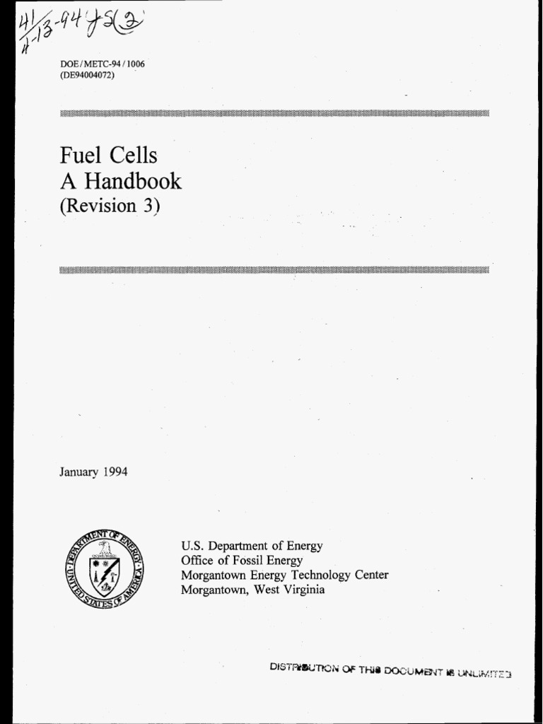 Fuel Cells Handbook: (Revision | PDF