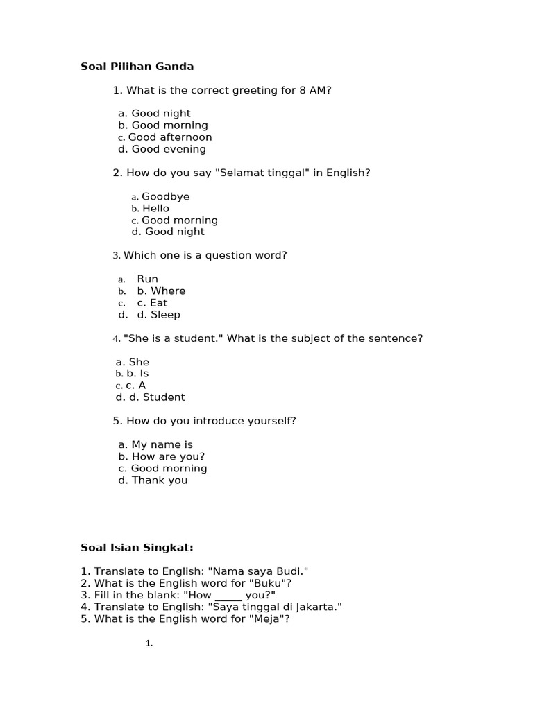 Soal Pilihan Ganda | PDF