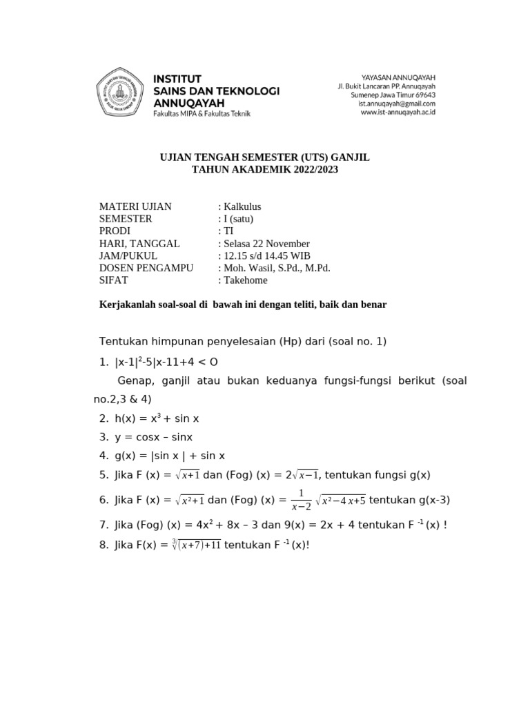 Uts Kalkulus TI | PDF