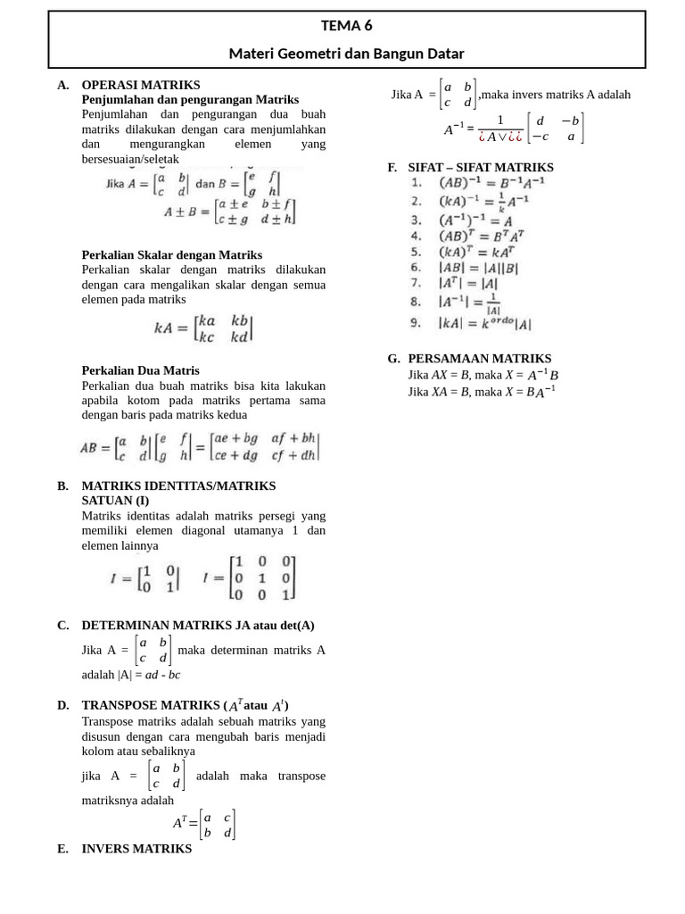 Tema 7 Materi Matriks | PDF