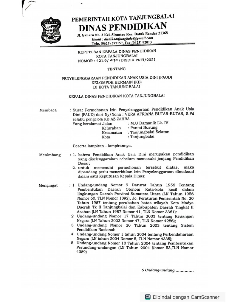 sk pendiri azzahra | PDF