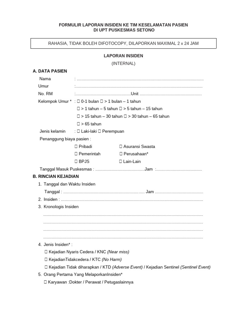 Formulir Laporan Insiden | PDF