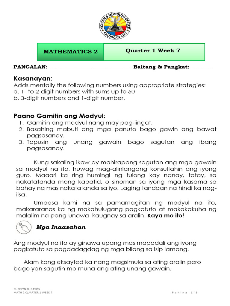 Math 2 Week 7 | PDF
