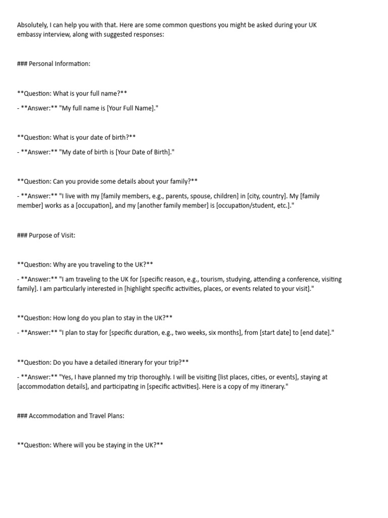 Interview of Embassy Question | PDF