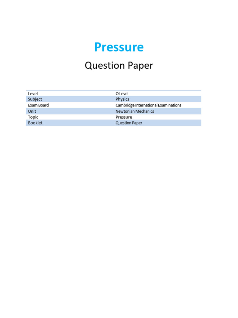 Pressure | PDF
