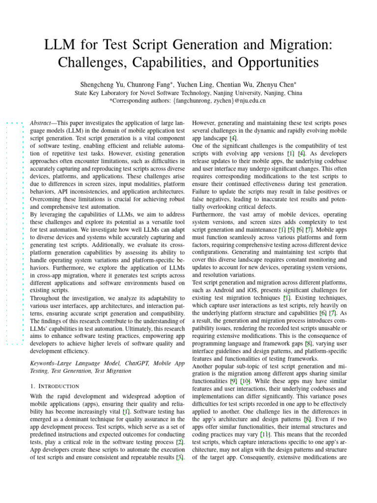 LLM For Test Script Generation and Migration - Challenges, Capabilities ...