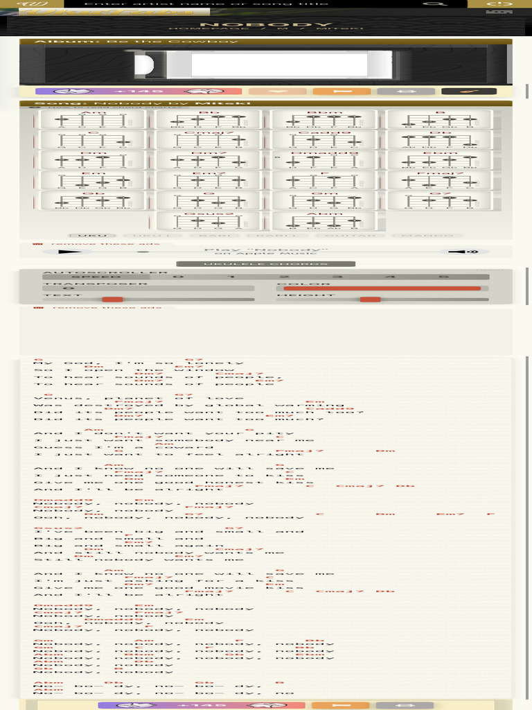 NOBODY Ukulele Tabs by Mitski On UkuTabs | PDF