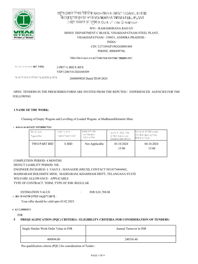 30172tender Schedule 2600009020 | PDF