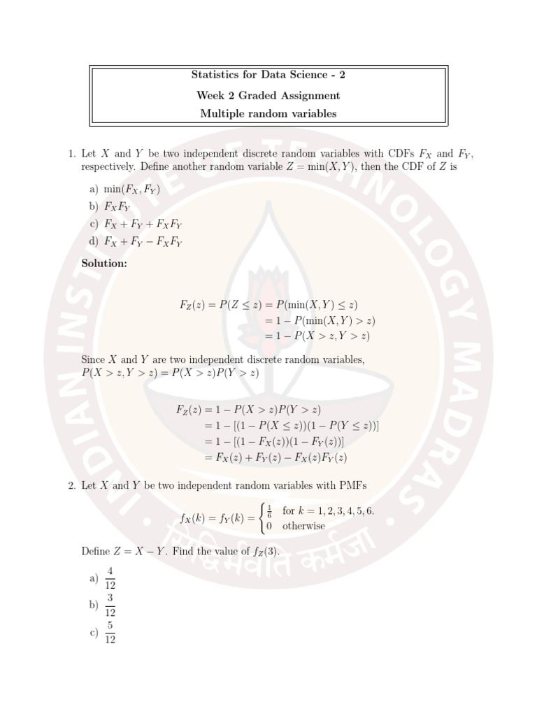 GW2S | PDF | Probability Theory | Applied Mathematics