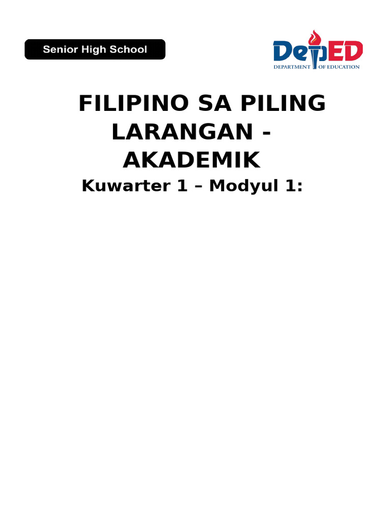 Q1 M1 Filipino Sa Piling Larangan Akademik Module 1 Pdf