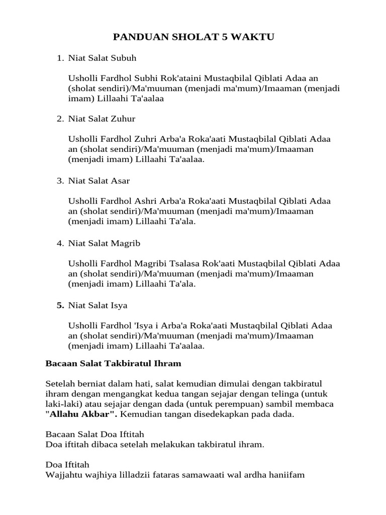 Panduan Sholat Lengkap Kadir | PDF