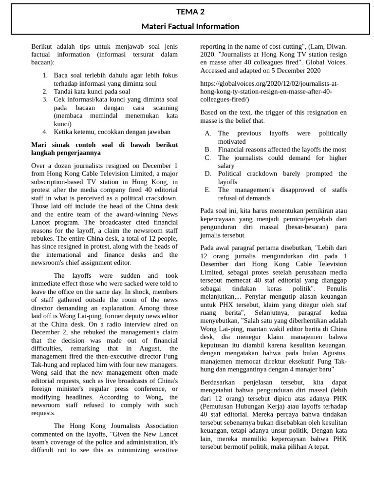Tema 2 Materi Factual Information | PDF