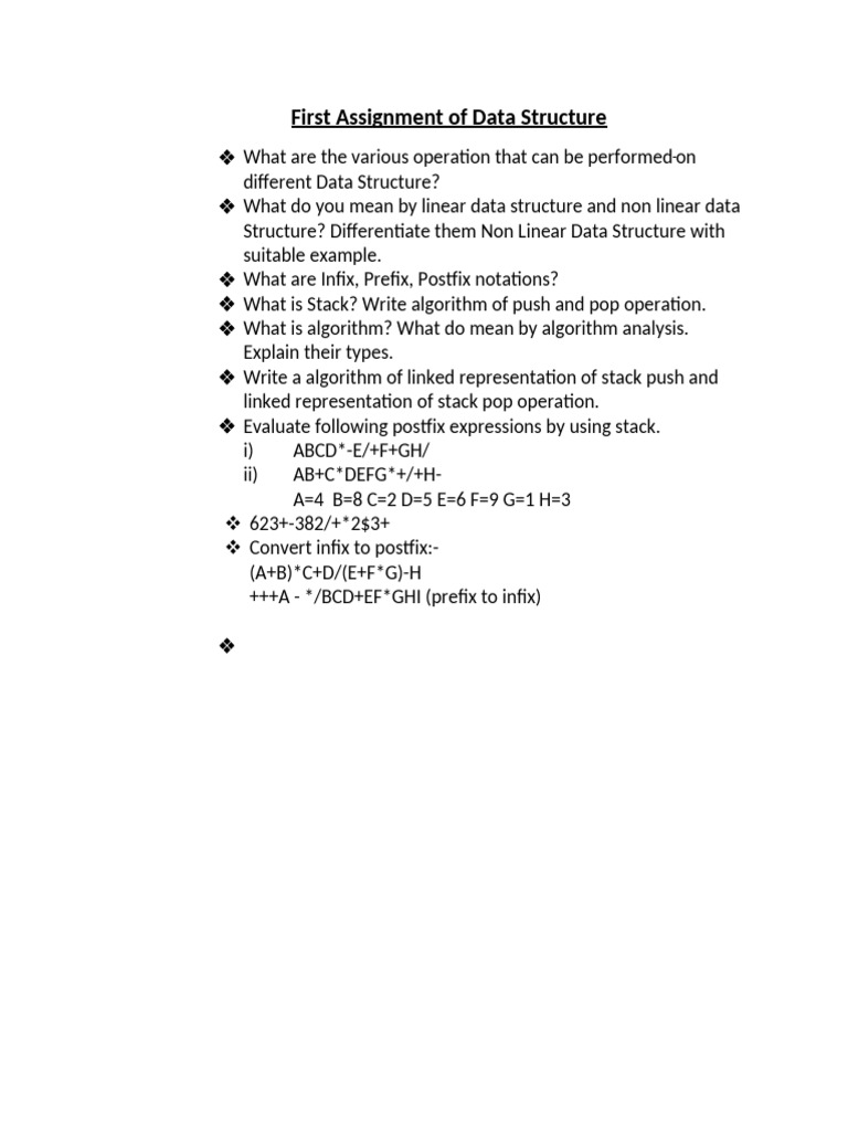 First Assignment of Data Structure | PDF