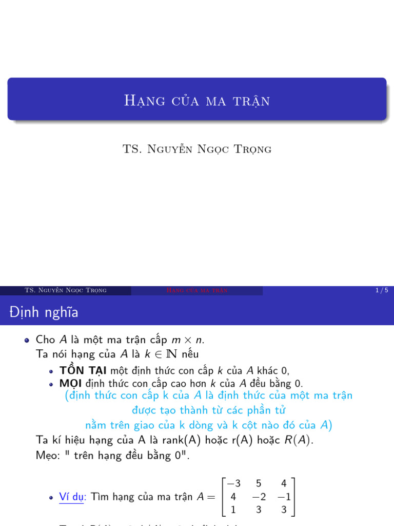 hang cua ma tran | PDF