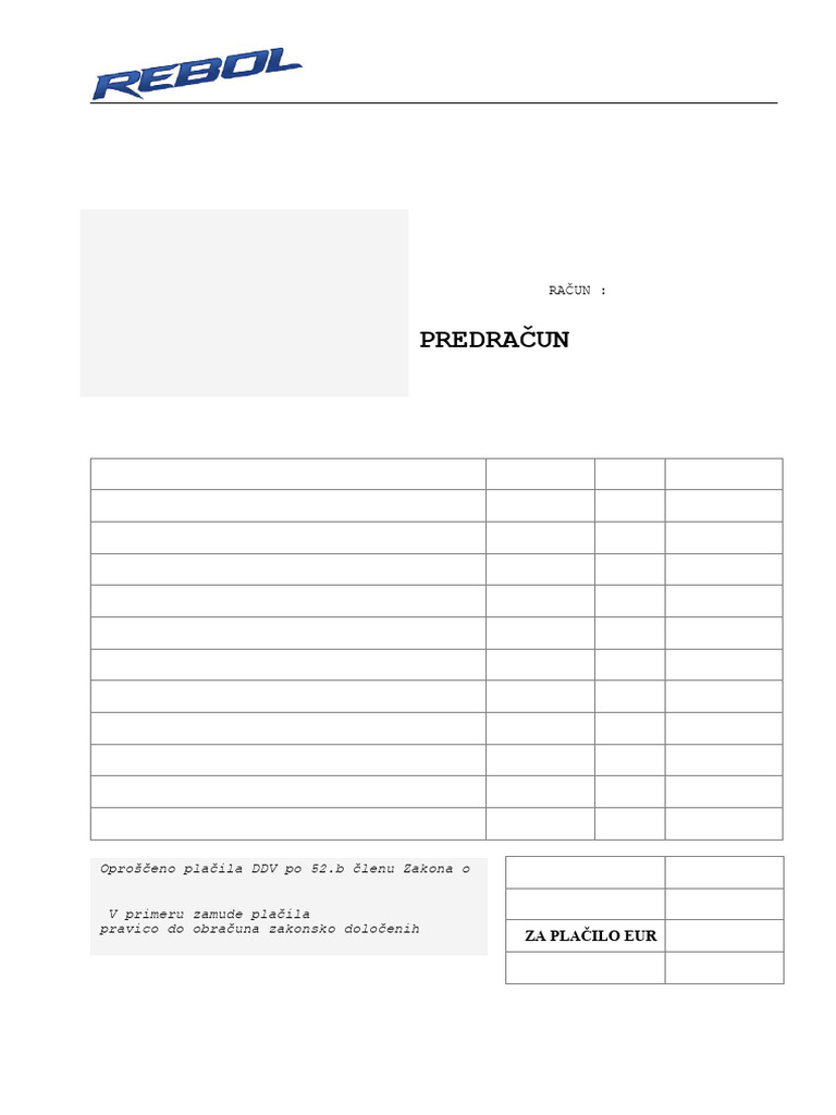 PREDRAČUN ŠT.: 001/24: Kristjan Rebol S.P | PDF