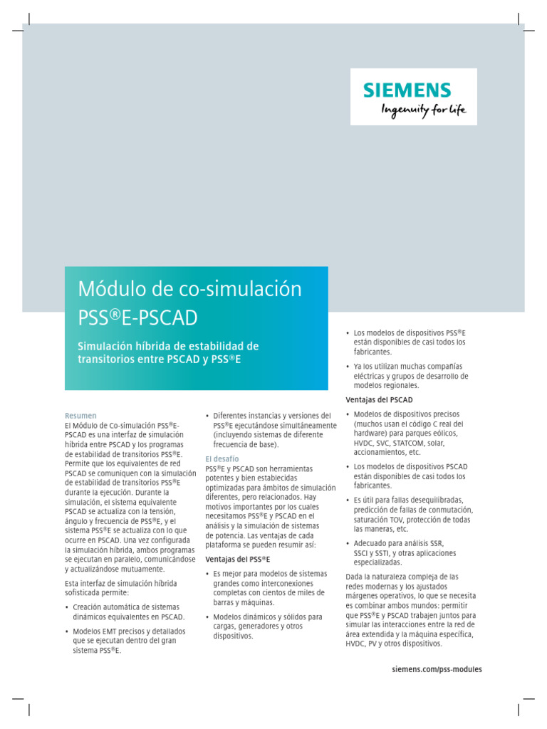 Siemenspti Psse Modulo de Co Simulacin Psse Pscad Spanish | PDF