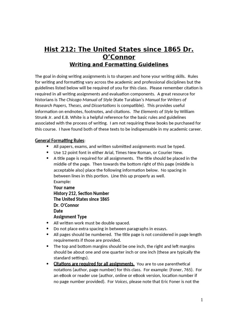 Writing Guidelines US History | PDF