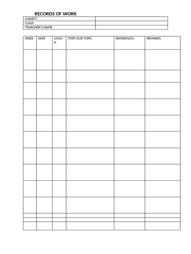 Final Records of Work | PDF