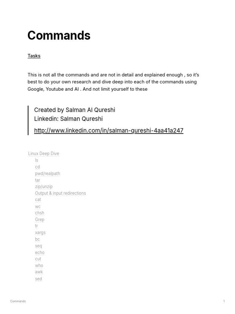 Commands Notes | PDF