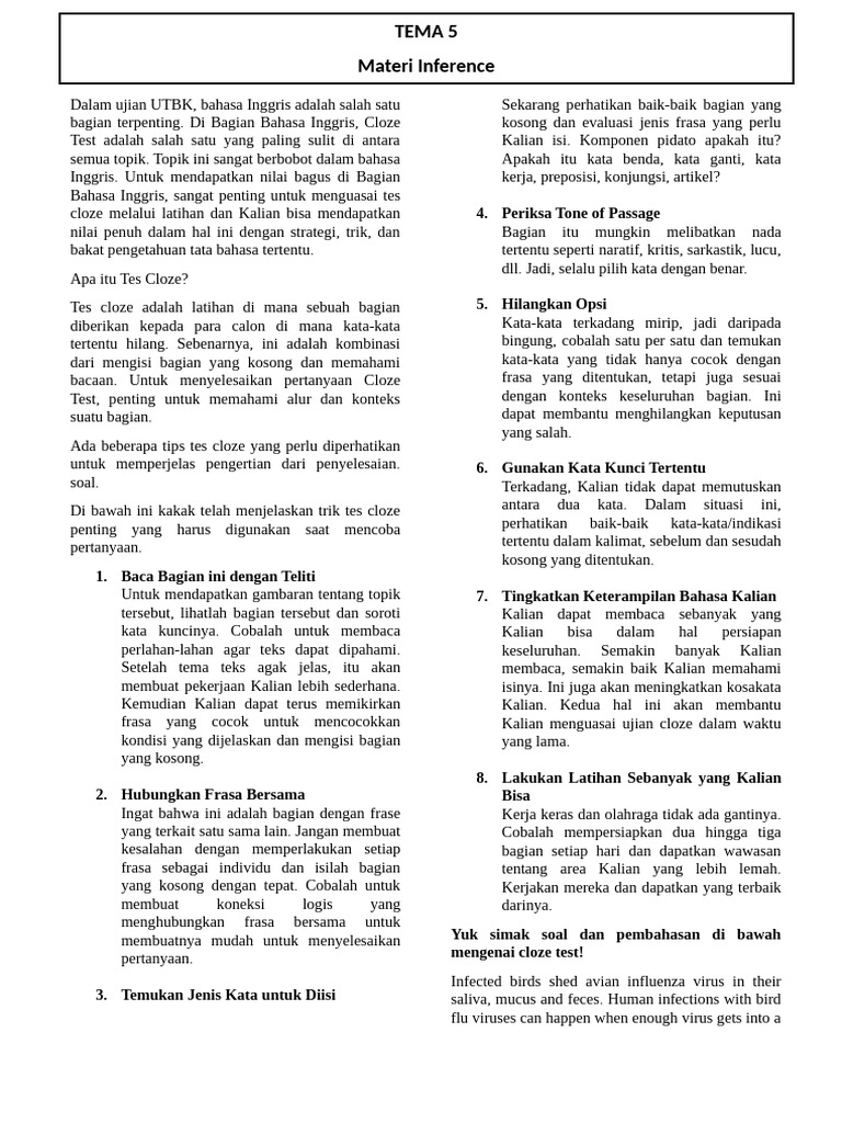Tema 6 Materi Reference & Cloze Text | PDF