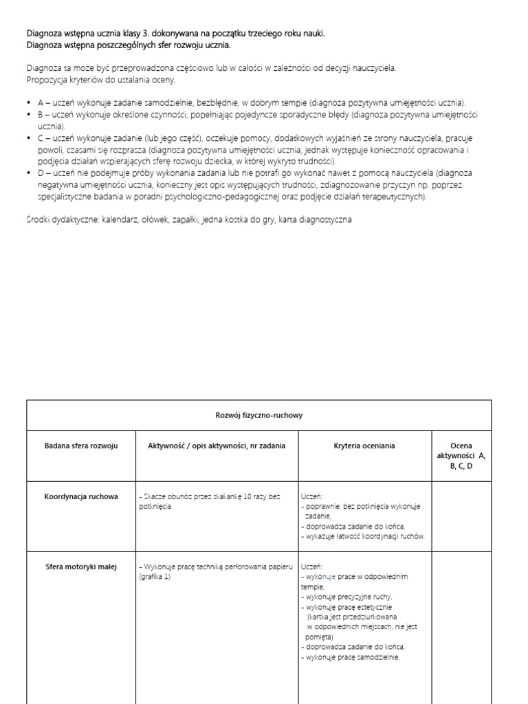 Klasa 3 Diagnoza Wstepna | PDF