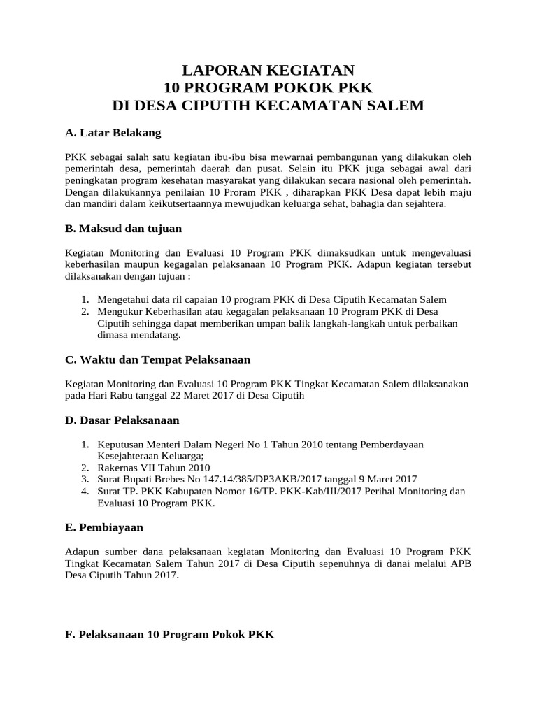 LAPORAN KEGIATAN PKK ujang | PDF