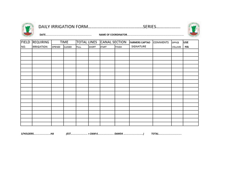 Irrigation Form | PDF