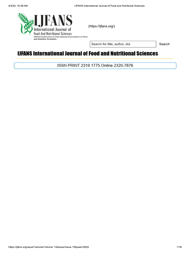 IJFANS International Journal of Food and Nutritional Sciences | PDF