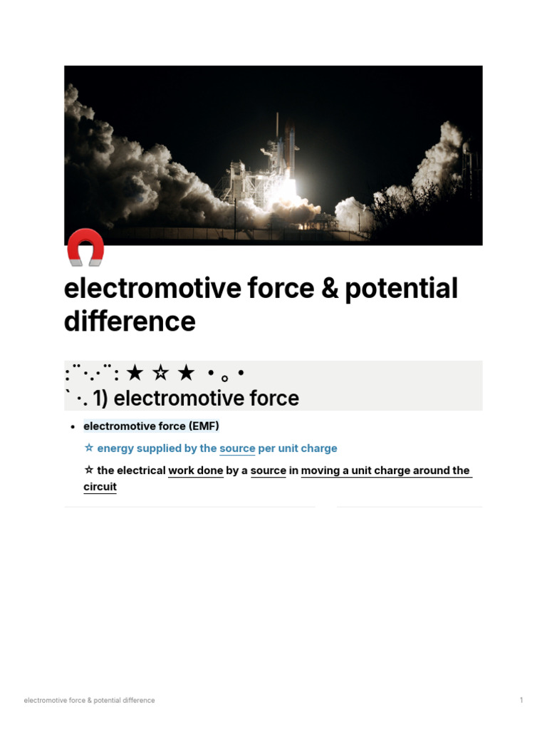 Electromotive Force Potential Difference | PDF