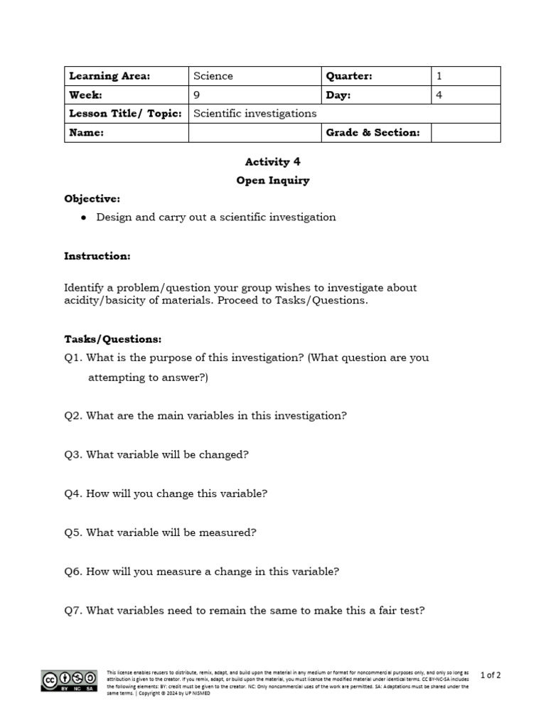 LAS - G7 - Science - Q1 - Week 9 - Activity 4 | PDF | Cognition