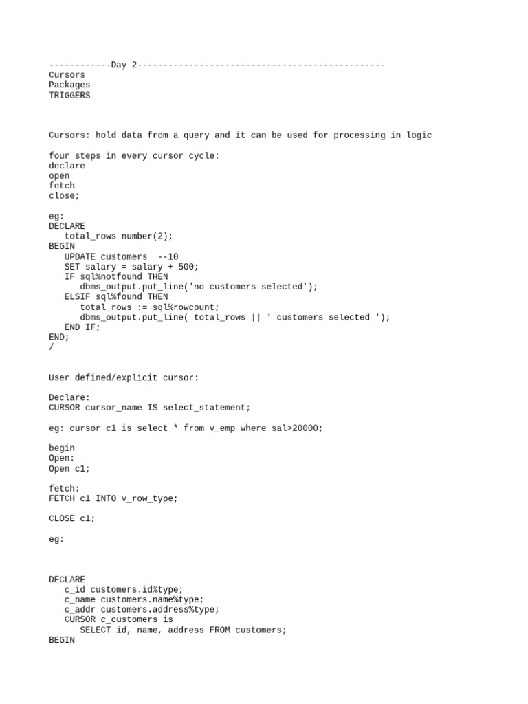 PLSQL Concepts Day2 | PDF