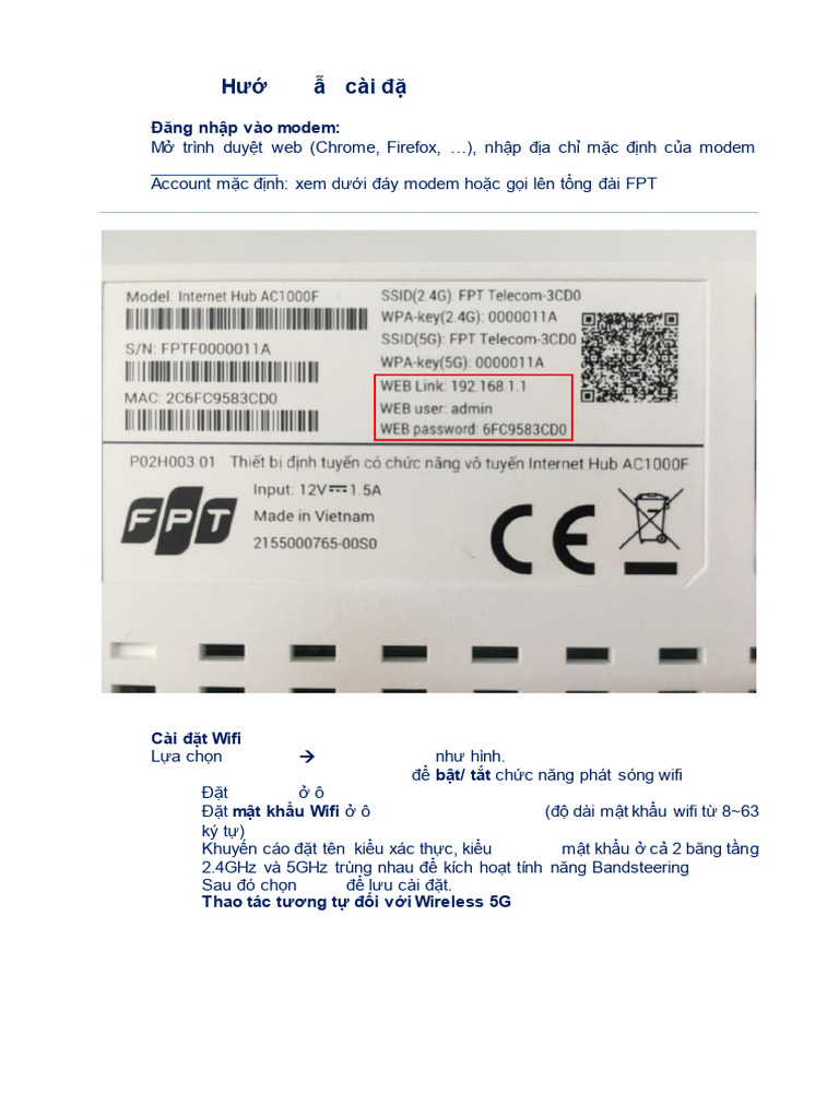 Huong Dan Cai Dat Wifi Modem Ac1000f | PDF