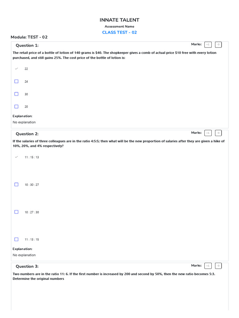 Instacks - Class Test - 02 | PDF