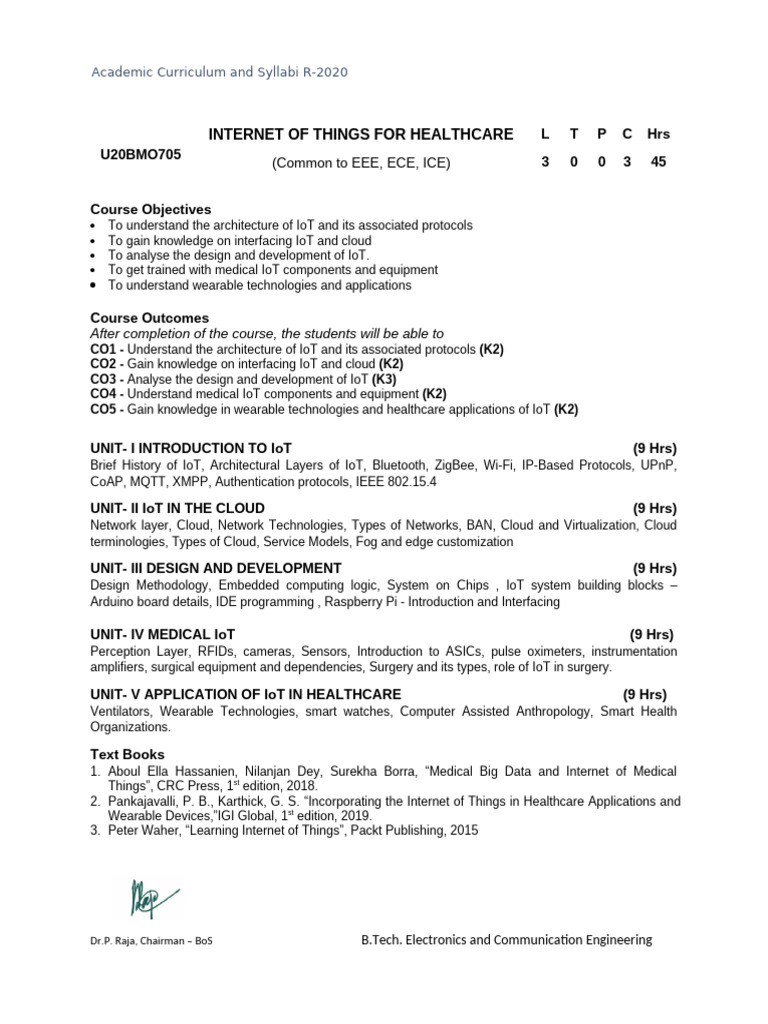 Iot in Health Care Syllabus | PDF