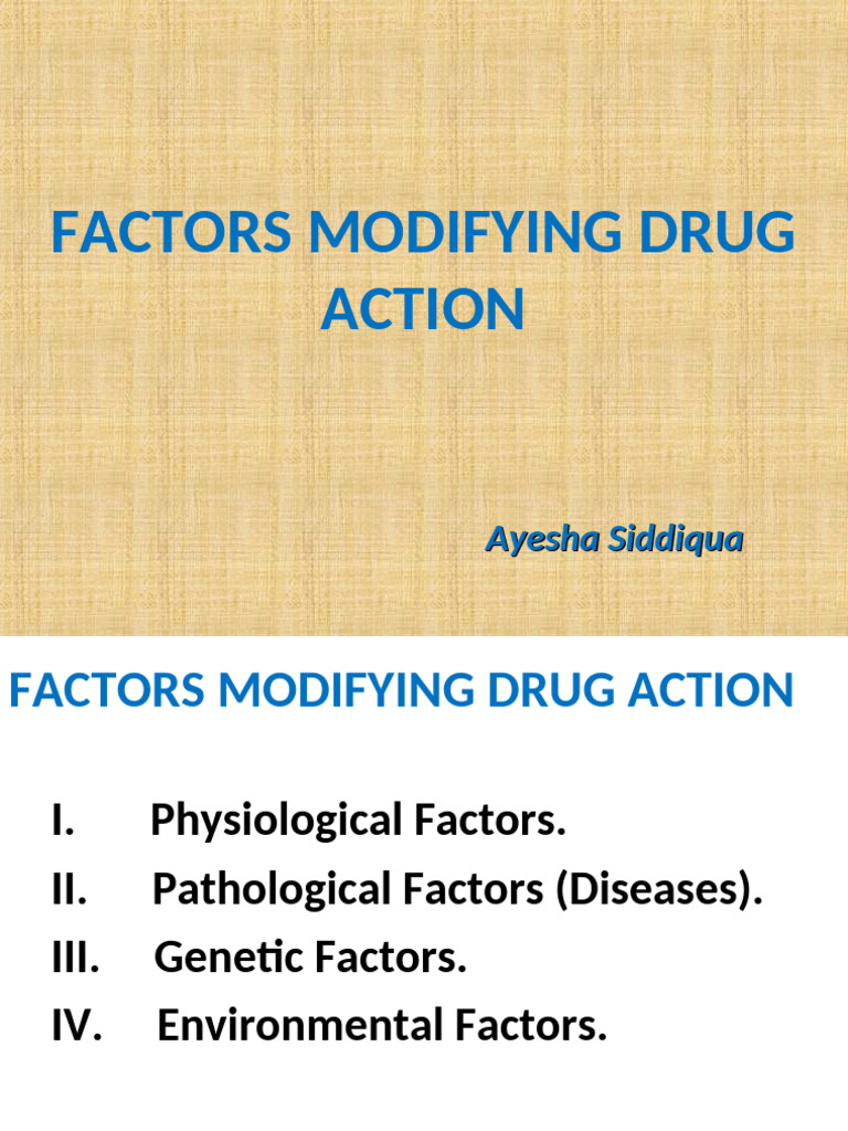Factors Modifying Drug Action | PDF