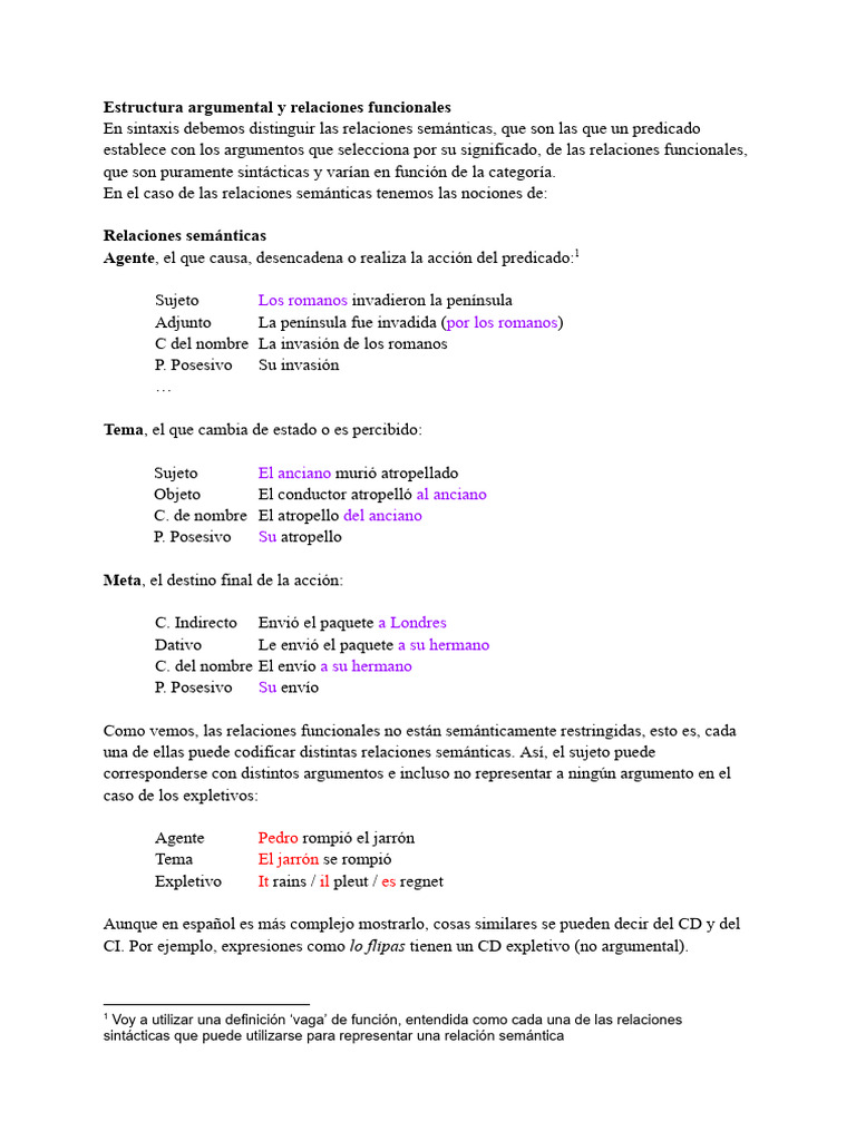 Estructura Argumental y Relaciones Funcionales. Resumen | PDF
