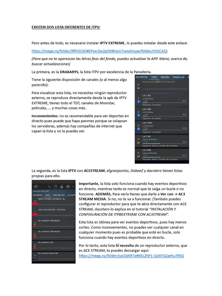 Diferencias de Listas Iptv | PDF